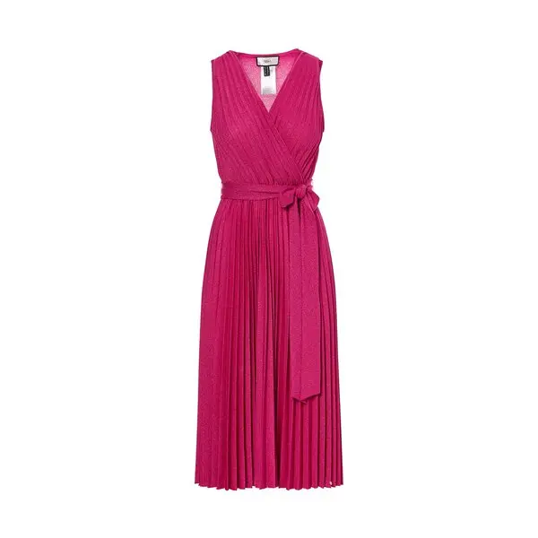 NISSA Lurex Thread Viscose Dress - Pink