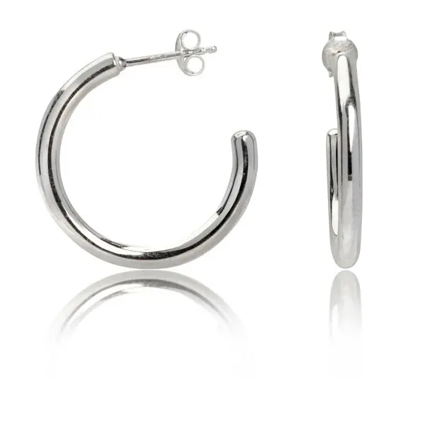 THE JEWELLERY STORE LONDON Plain Open Hoop Studs Earrings In Sterling - Silver