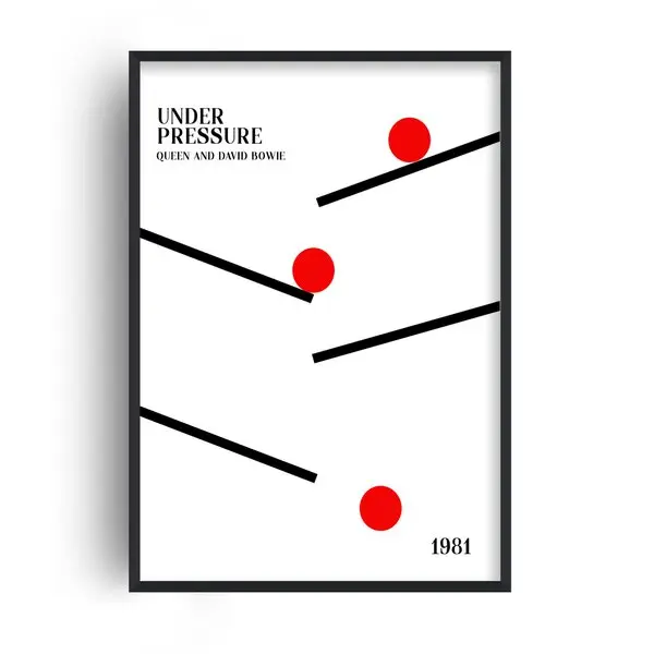 FANCLUB Red / White / Black Under Pressure A3 Retro Giclée Art Print - Red/white/black