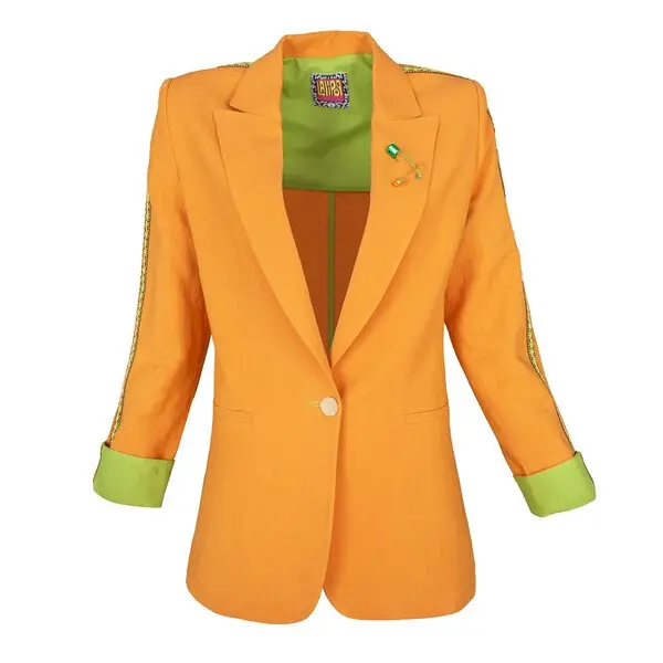 LALIPOP DESIGN Tailored Viscose Linen Blazer Jacket - Orange