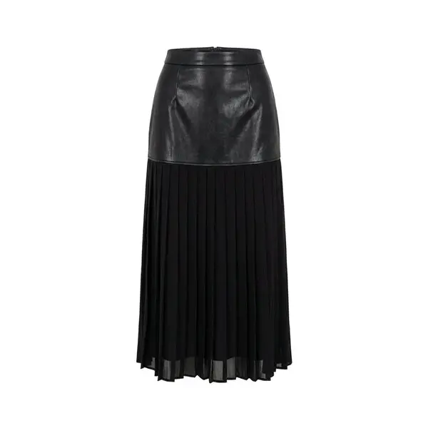 ESTHER SAADIA Rebel Romance Leather And Pleated Midi Skirt