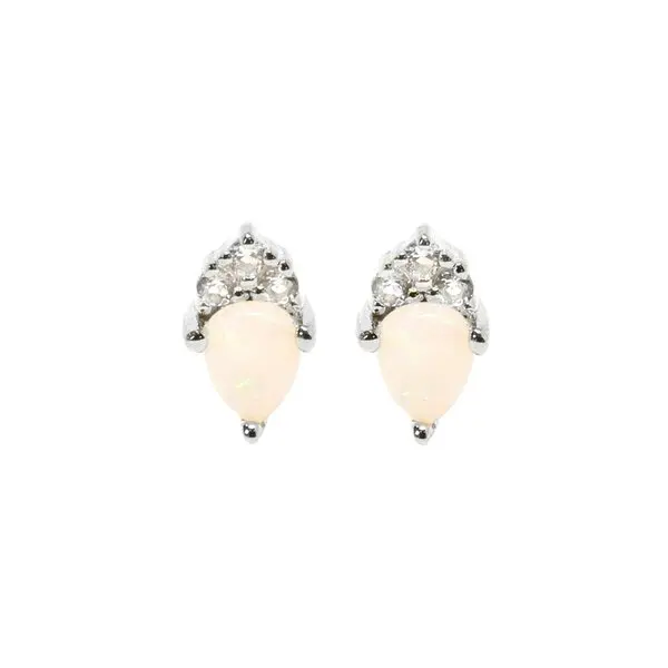 NASI SILVER Pear Atarah Studs- Opal & Topaz- Silver - White