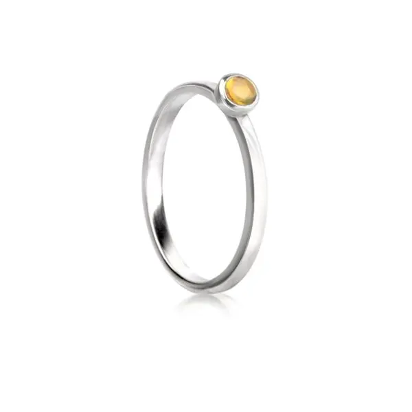 THE JEWELLERY STORE LONDON November Birthstone Stackable Ring With Citrine Gemstone In Sterling - Silver