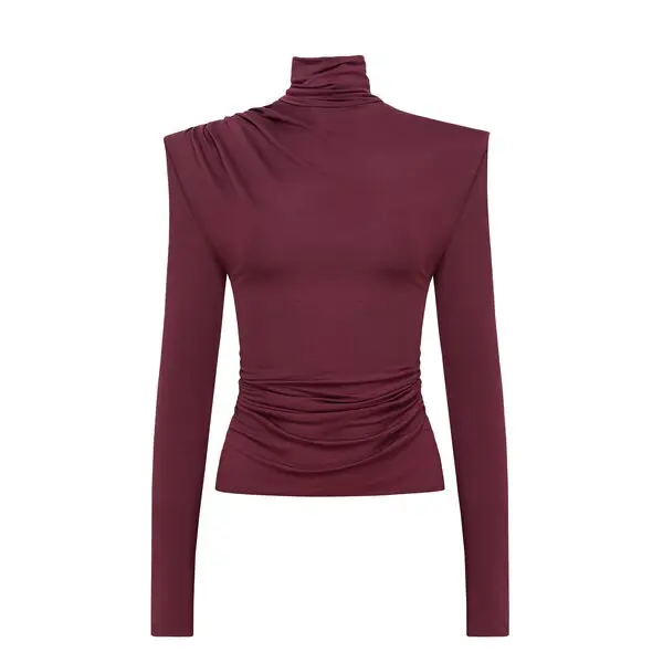 MANDRAGORA Turtleneck With Draping Varo Maroon - Red