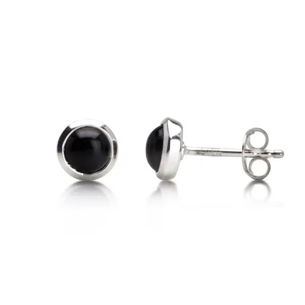 THE JEWELLERY STORE LONDON Silver / Black Round Black Onyx Studs In Sterling Silver - Silver/black