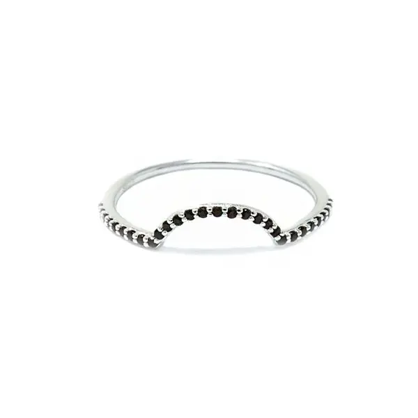NASI SILVER Black / Silver Ora Half Eternity Ring- Onyx- Silver - Black/silver