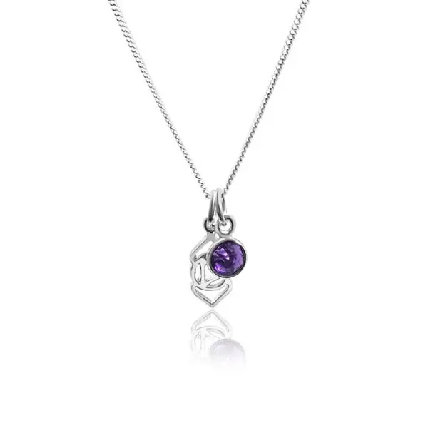 THE JEWELLERY STORE LONDON Third Eye Chakra/ajna Chakra Charm Necklace In Sterling – Amethyst - Silver