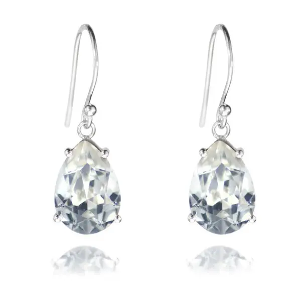 THE JEWELLERY STORE LONDON Pear Shaped Crystal Earrings In Sterling - Silver