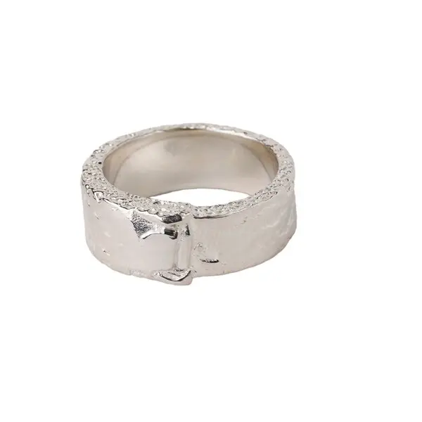 NASI SILVER Chunky Concrete Band Ring - Silver