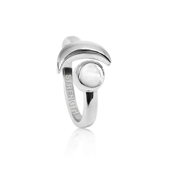 THE JEWELLERY STORE LONDON White / Silver Adjustable April Strength Birthstone Ring In Sterling Silver-crystal - White/silver