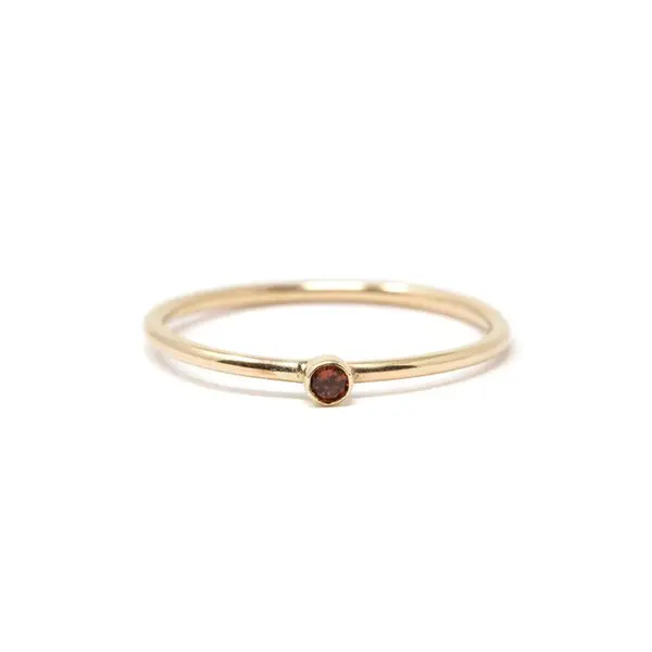 NASI SILVER Slim Gold Single Stone Ring- Garnet - Red