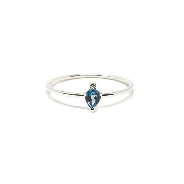 NASI SILVER Pear Atarah Ring- Topaz & White Topaz- Silver - Blue