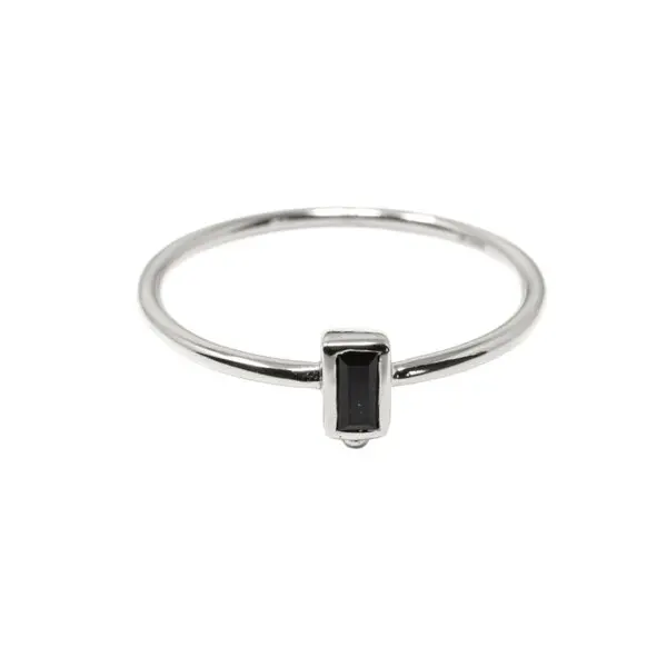 NASI SILVER Baguette Level Ring- Onyx, Silver - Black