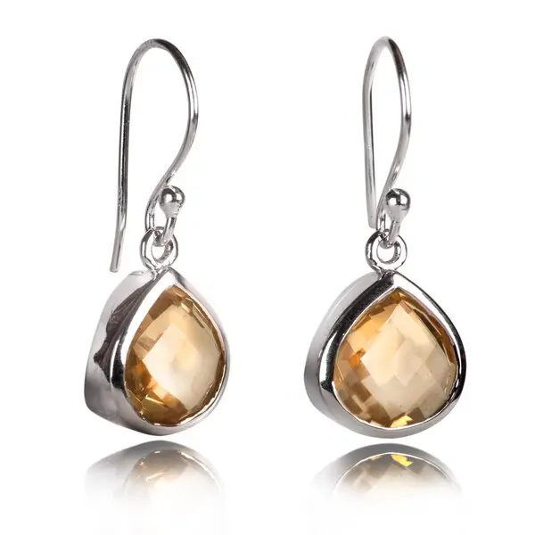 THE JEWELLERY STORE LONDON Silver / Orange Pear-shaped Citrine Earrings In Sterling Silver - Silver/orange