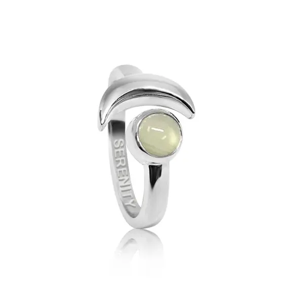 THE JEWELLERY STORE LONDON Black / Silver Adjustable March Serenity Birthstone Ring In Sterling Silver-aqua Chalcedony - Black/silver