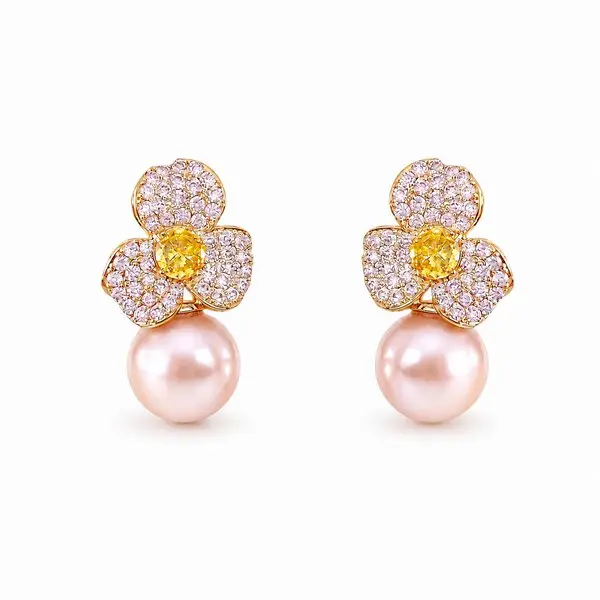 NINEMOO Ballet Rosé Camellia Earrings - Pink