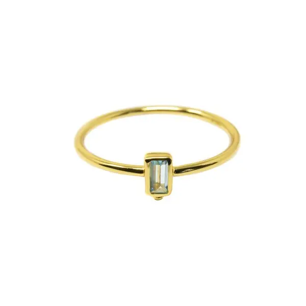 NASI SILVER Level Baguette Ring- Topaz- Gold - Blue