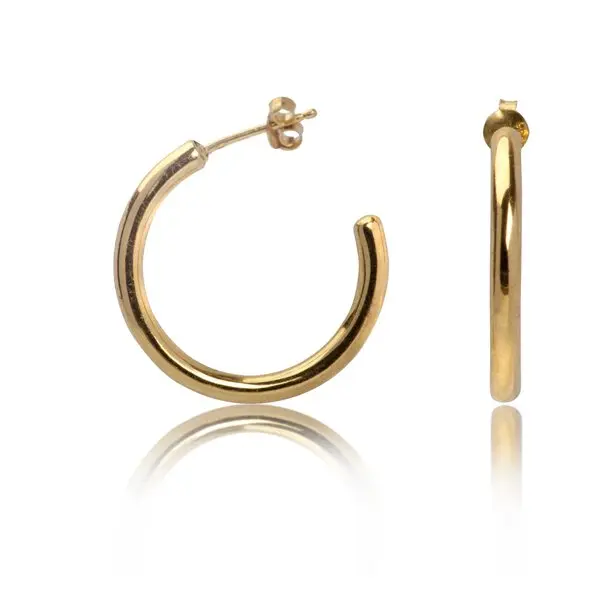 THE JEWELLERY STORE LONDON Plain Open Hoops Stud Earrings In Vermeil - Gold