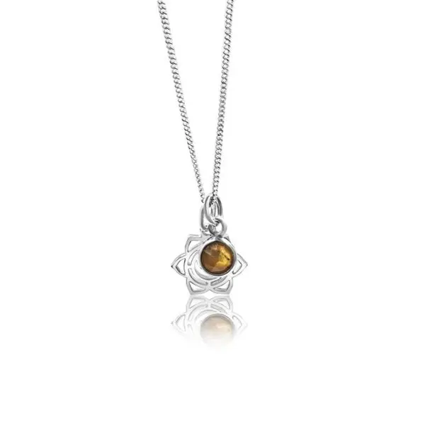 THE JEWELLERY STORE LONDON Brown / Silver Sacral Chakra/svadhishthana Chakra Charm Necklace In Sterling Silver – Tiger Eye - Brown/silver