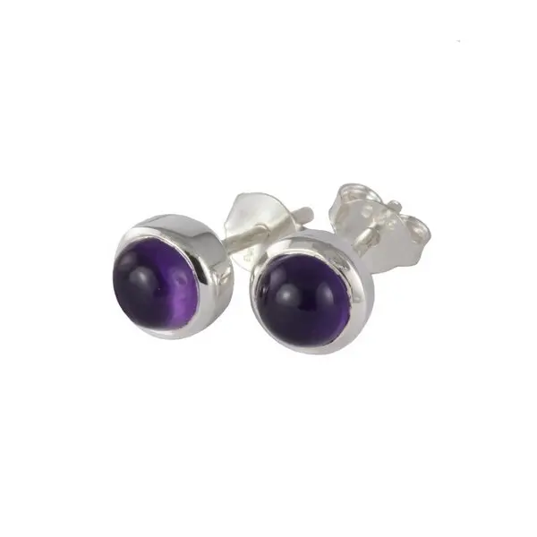 THE JEWELLERY STORE LONDON Orange / Silver February Birthstone Earring Studs – Amethyst In Sterling Silver - Orange/silver