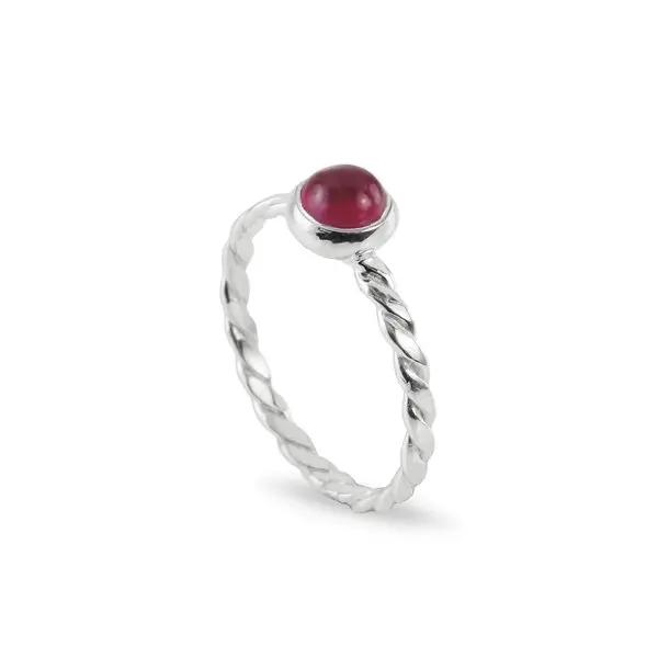 THE JEWELLERY STORE LONDON Silver / Red July Birthstone Ring In Sterling Silver- Ruby - Silver/red