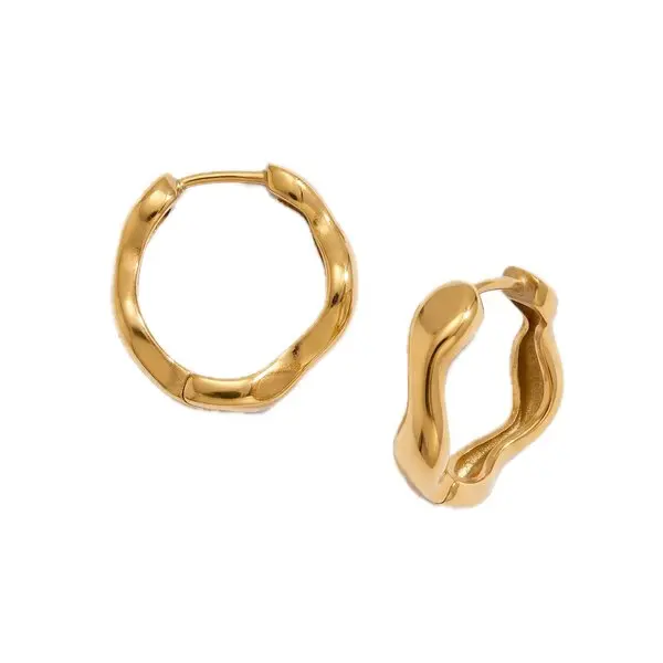 ELK & BLOOM 14k Wave Huggie Hoops - Gold