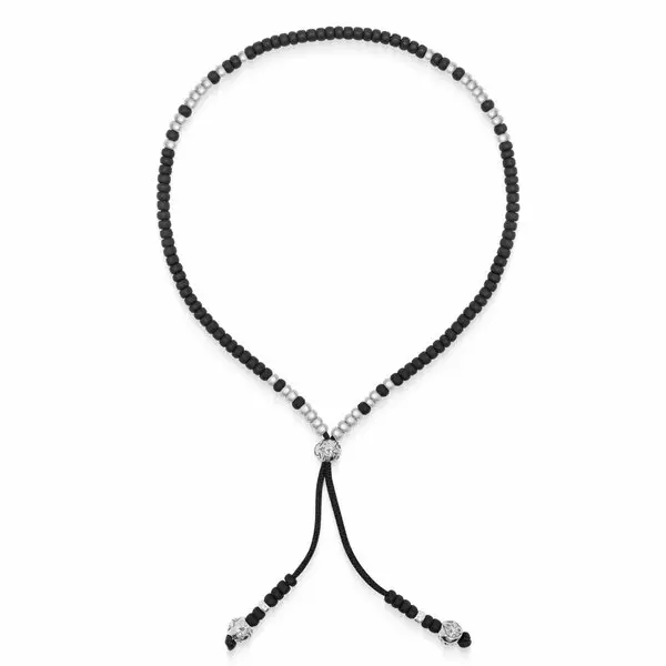 NIALAYA JEWELRY Black / Silver Black Beaded String Bracelet In Silver - Black/silver