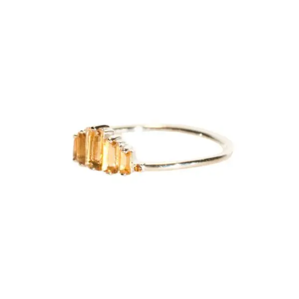 NASI SILVER Orange / Silver Baguette Aaliyah Ring- Citrine, Silver - Orange/silver