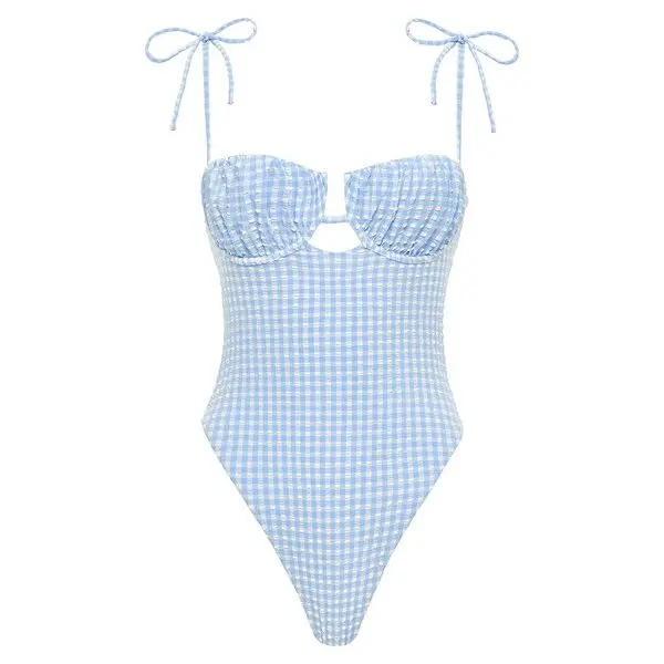 MONTCE Peri Micro Gingham Petal One-piece - Blue