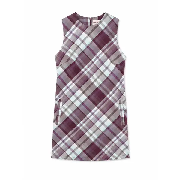 Mind Traveler Burgundy Tartan Sleeveless Berta Mini Dress - Red
