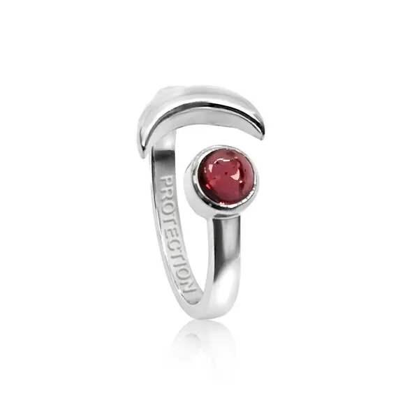 THE JEWELLERY STORE LONDON Red / Silver Adjustable January Protection Birthstone Ring In Sterling Silver-garnet - Red/silver