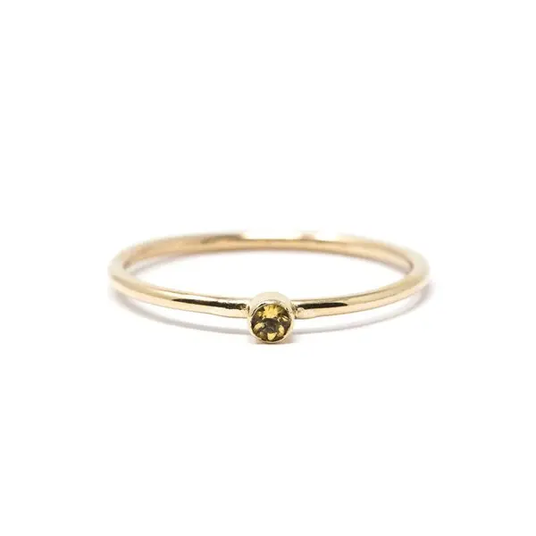 NASI SILVER Slim Gold Single Stone Ring- Citrine - Orange
