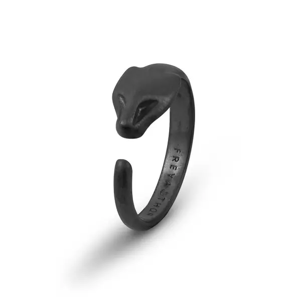 FREYA & THOR OF SWEDEN Lynx Ring Oxid Sterling Silver Open End - Black