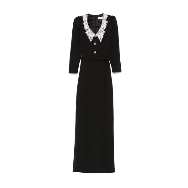 NISSA Belted Midi Dress - Black