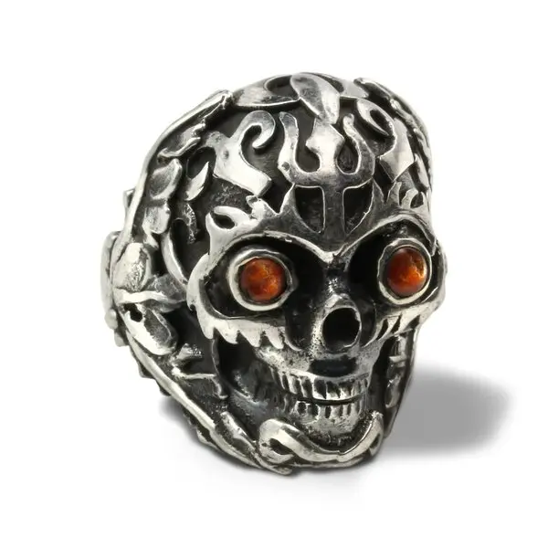 THE JEWELLERY STORE LONDON Mystic Sun Skull Ring With Sunstone In Sterling - Silver