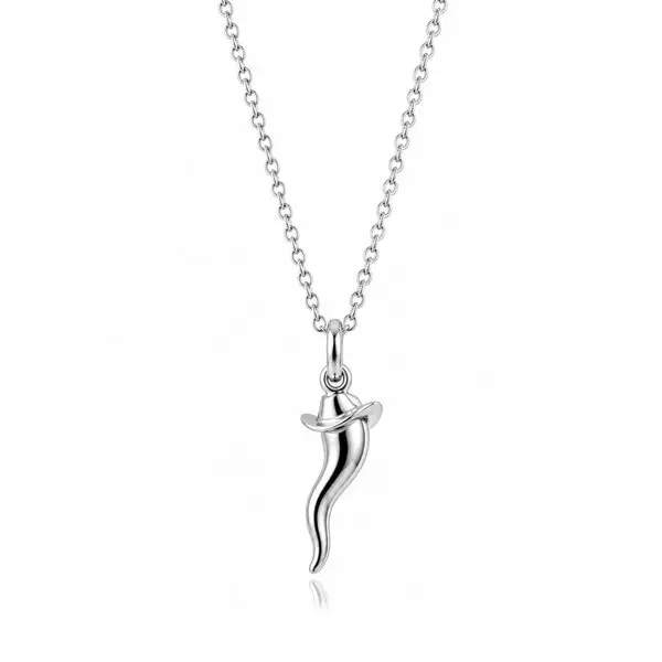 UNALOE Sterling Italian Horn Necklace With Cowboy Hat Detail - Silver