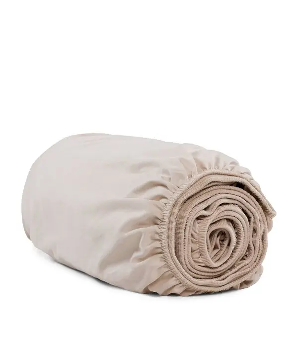 HAMAM Organic Cotton Sateen Core Super King Fitted Sheet - Silver