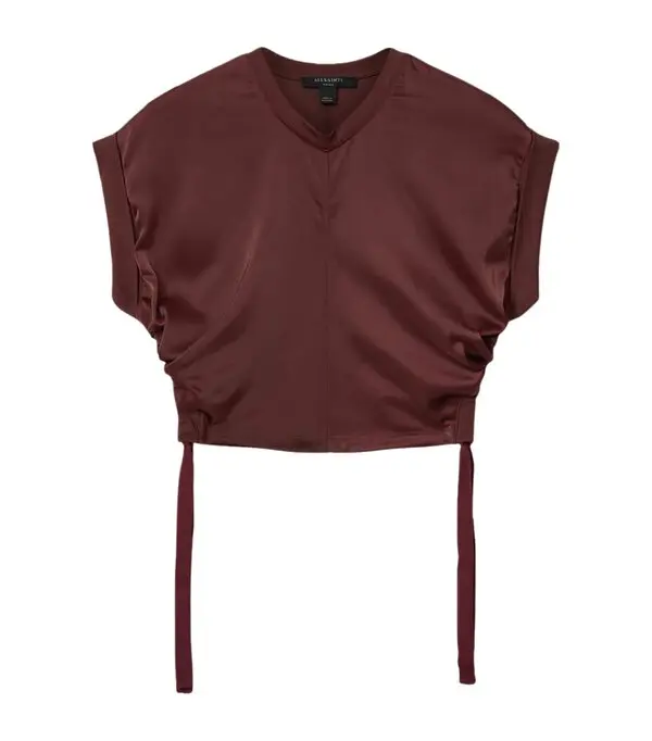 ALLSAINTS Satin Mira T-shirt - Red