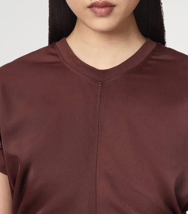 ALLSAINTS Satin Mira Cropped T-shirt - Red