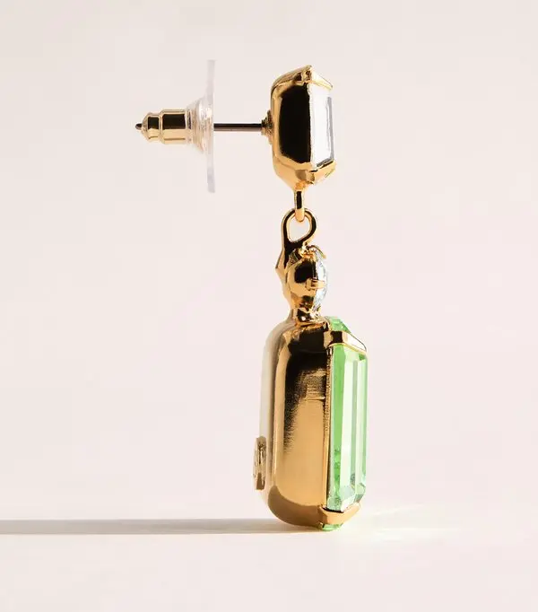 JENNIFER BEHR Yellow Gold-plated Justine Drop Earrings With Emerald-cut Crystals