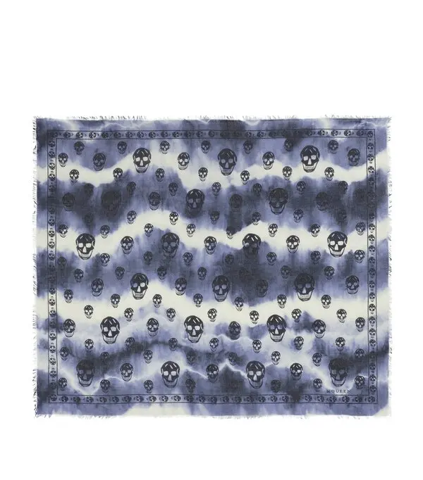 Alexander McQueen Modal-silk Tie-dye Skull Scarf - Blue