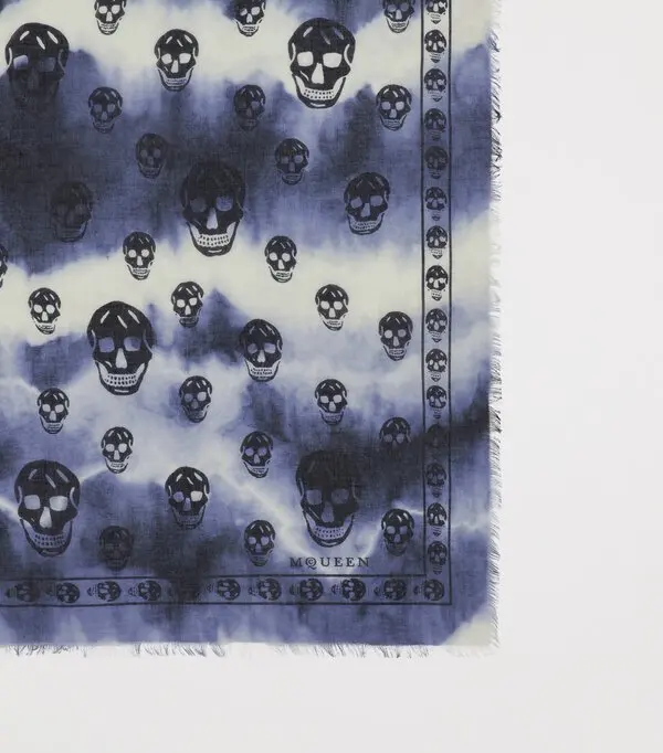 Alexander McQueen Modal-silk Tie-dye Skull Scarf - Blue