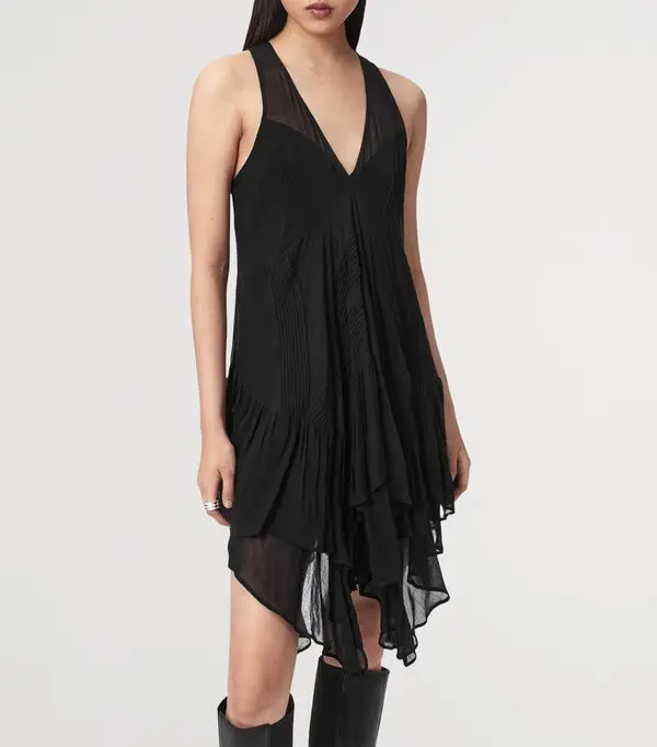 ALLSAINTS Asymmetric Tiered Midi Dress