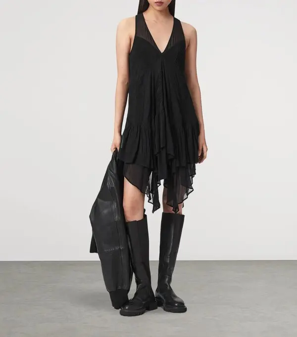 ALLSAINTS Asymmetric Tiered Midi Dress