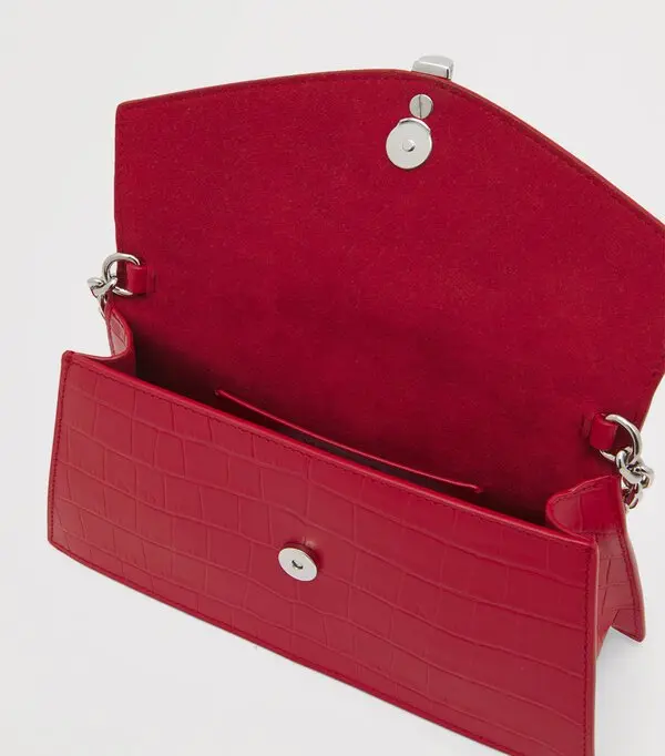 Alexander McQueen Mini Croc-embossed Skull Shoulder Bag - Red