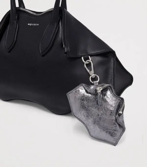 Alexander McQueen Cracked Metallic Leather Manta Bag Charm