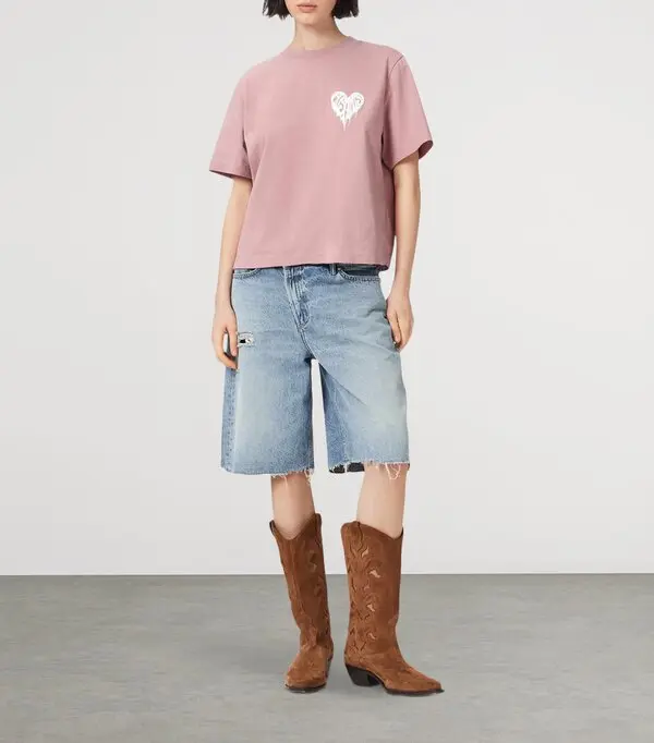 ALLSAINTS Organic Cotton Dripping Heart Logo T-shirt - Pink