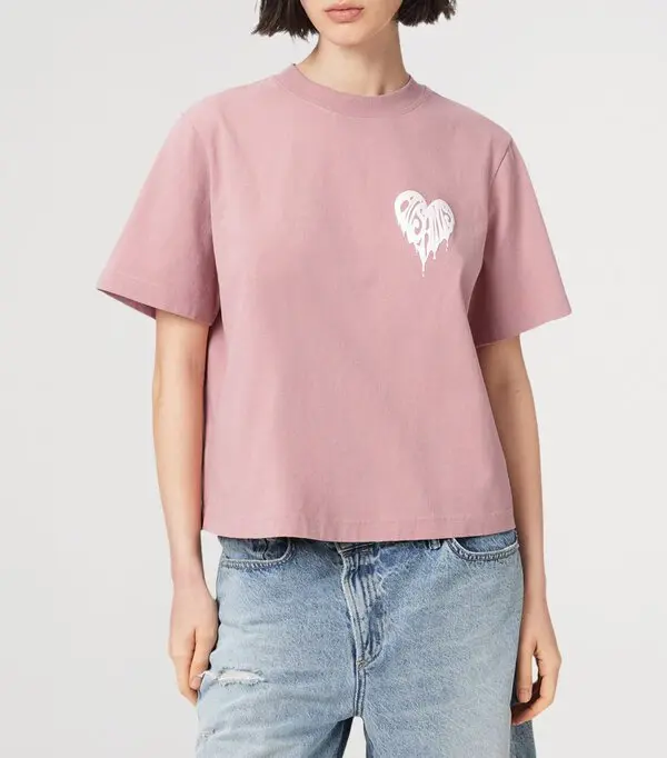 ALLSAINTS Organic Cotton Dripping Heart Logo T-shirt - Pink