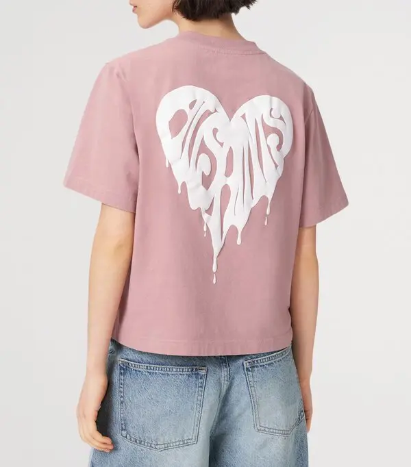 ALLSAINTS Organic Cotton Dripping Heart Logo T-shirt - Pink