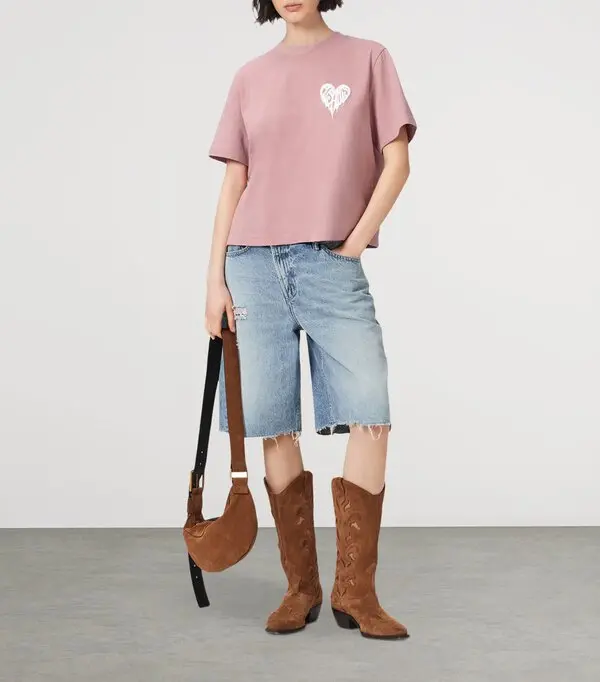 ALLSAINTS Organic Cotton Dripping Heart Logo T-shirt - Pink